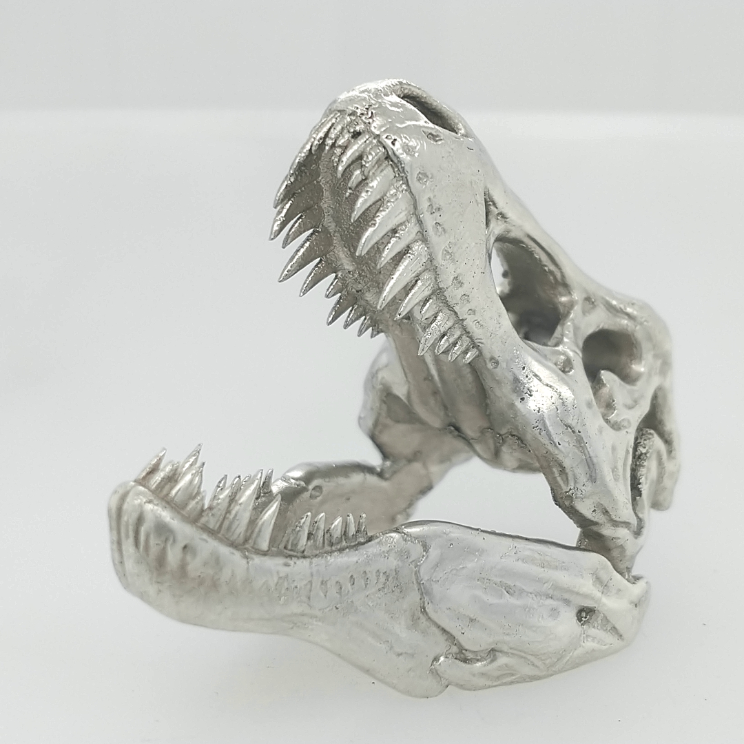 Silver T-Rex fossil skull - ROCKYGEMS.COM Marketplace